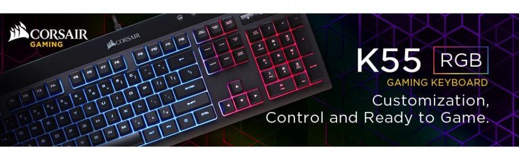 CORSAIR K55 RGB Gaming Keyboard With LED Backlit Keys - Widest