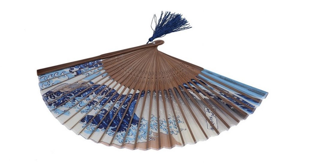 Japanese Handheld Folding Fan With Traditional Japanese