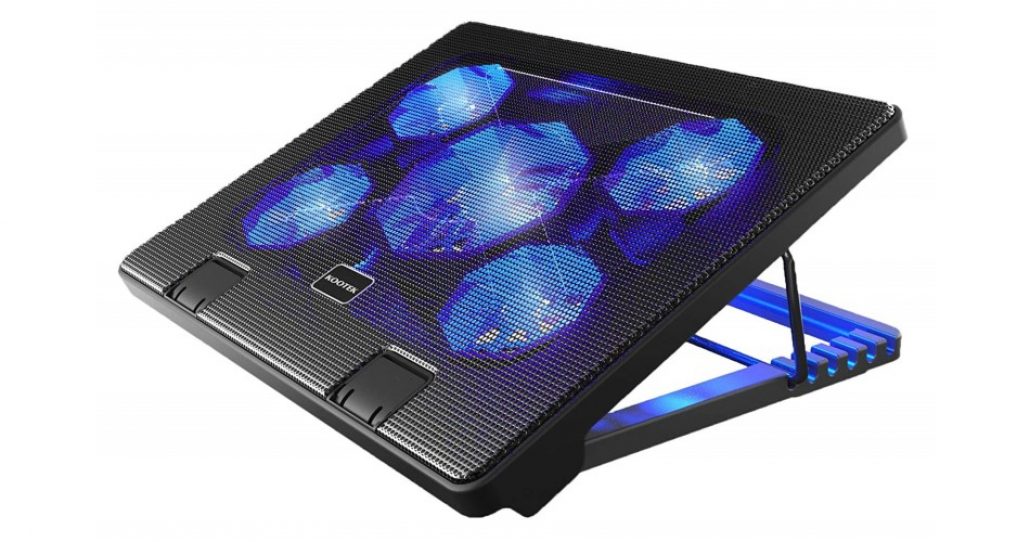Laptop Cooling Pad With 5 Fans, LED Lights And Adjustable Mounts - Widest