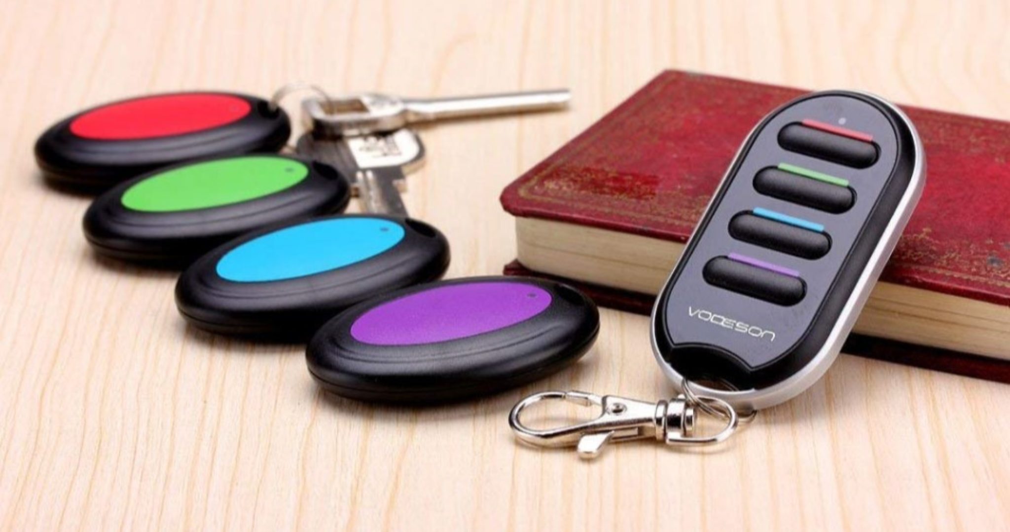 Wireless Key Finder With Portable Transmitter and 4 Receivers - Widest
